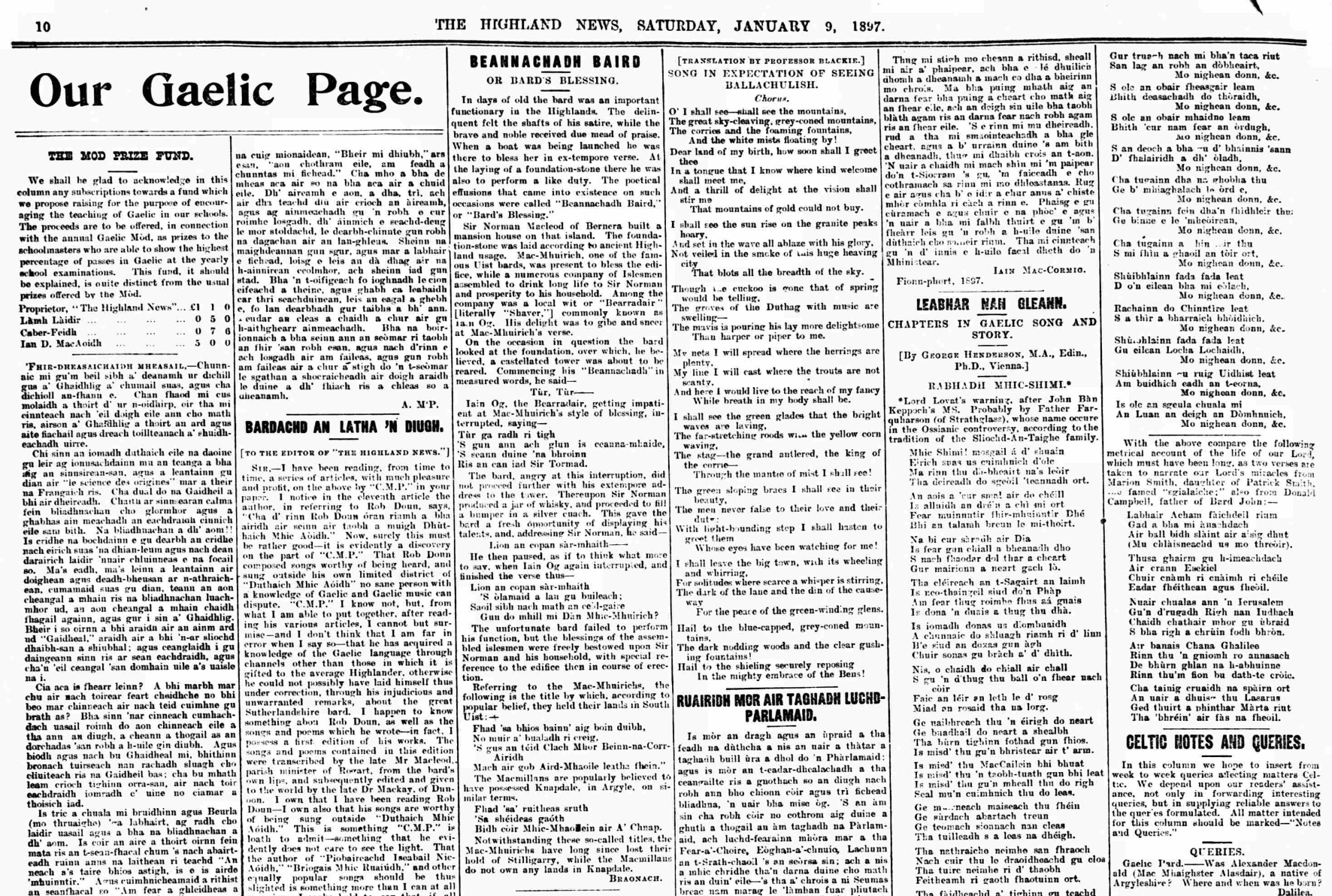 Learning Gaelic in 1900 : Highland News' "Our Gaelic Page" - Polyglossic